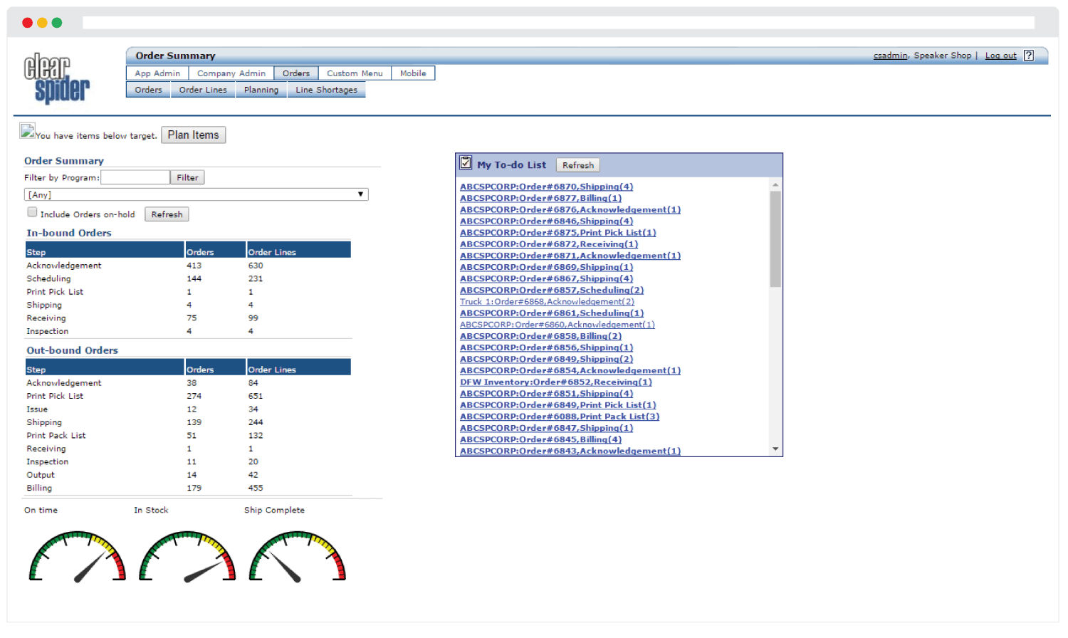 Order and Shipping Management - Clear Spider