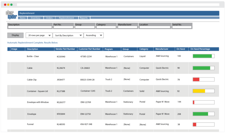 Vendor Managed Inventory - Clear Spider